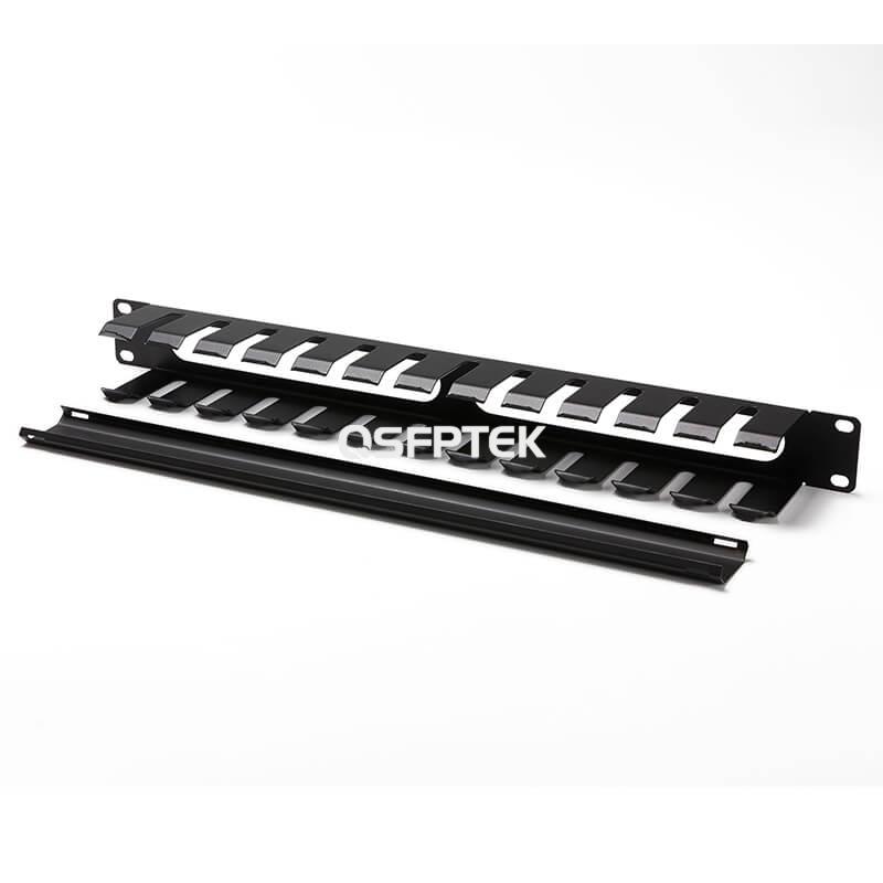 1U 19-inch Rack Horizontal Finger Duct Cable Management w/ Cover - QSFPTEK