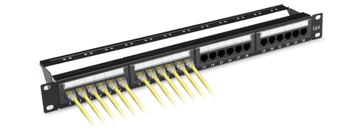 1U Rack Mount 24 Port Cat6 Patch Panel UTP - QSFPTEK