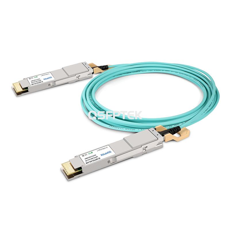 15m (49ft) Generic Compatible 400G QSFP-DD Active Optical Cable (AOC) - QSFPTEK