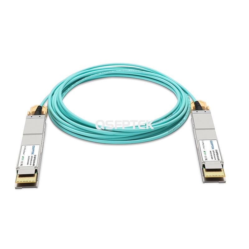 25m (82ft) Generic Compatible 400G QSFP-DD Active Optical Cable (AOC) - QSFPTEK