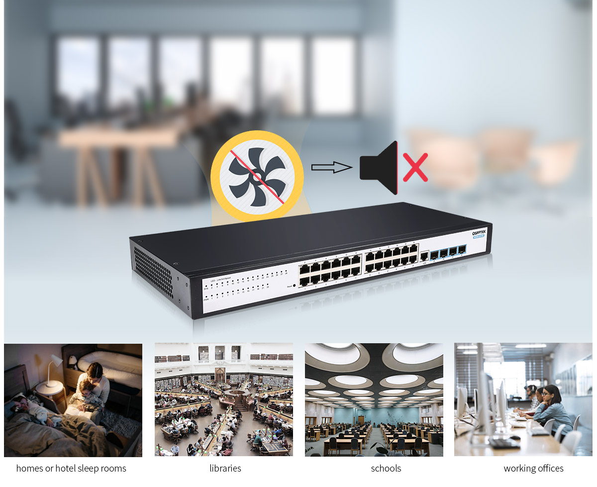 24-Port Fanless Gigabit Ethernet L2+ Switch with 1G SFP Uplinks, S5300 ...
