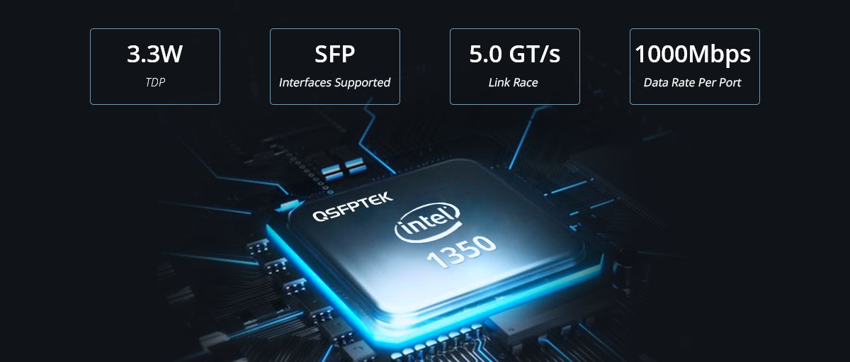 1G Dual-Port SFP Intel I350-AM2 Ethernet Network Interface Card-QSFPTEK