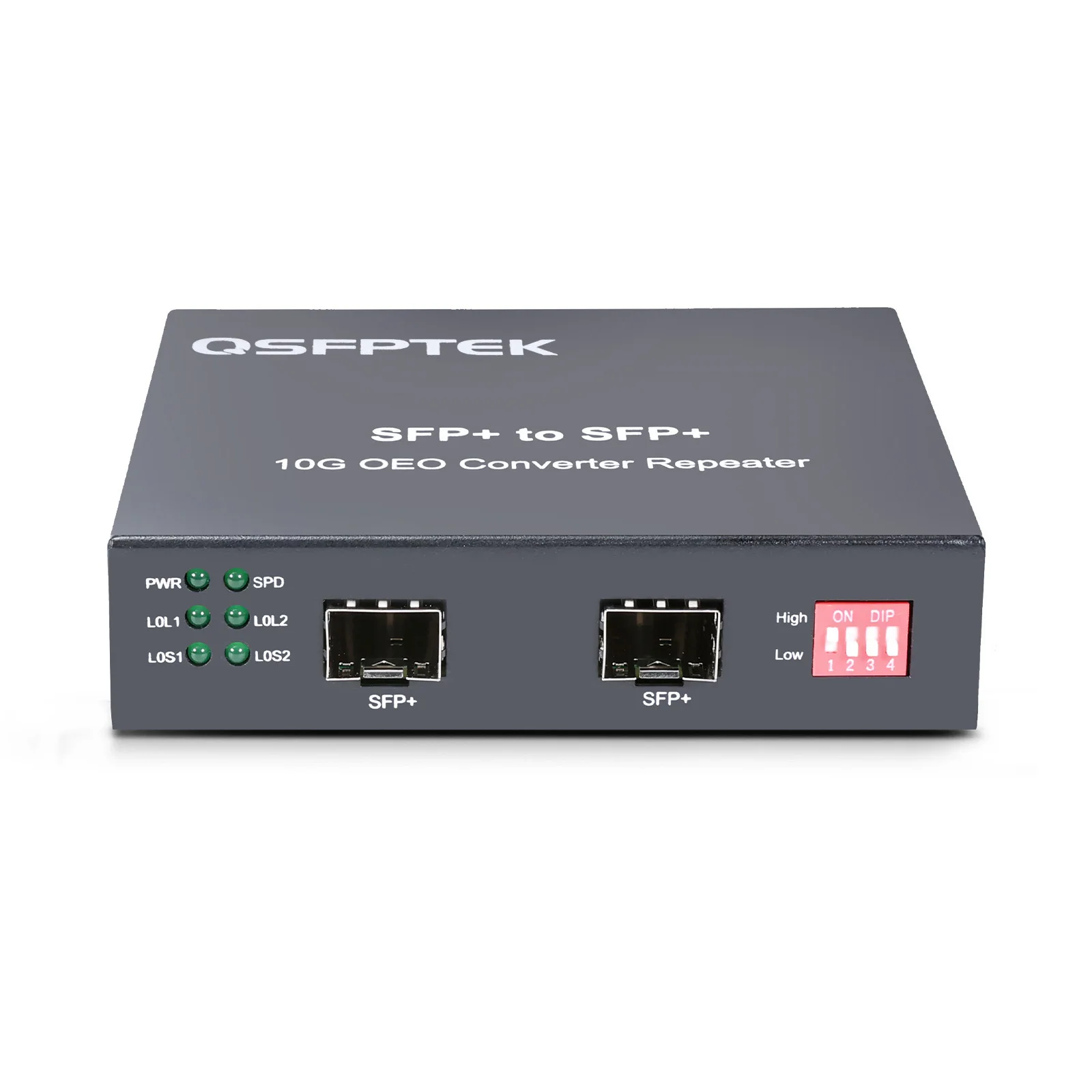 1x 10GBase-X to 1x 10GBase-X SFP+ Ethernet Media Converter - QSFPTEK