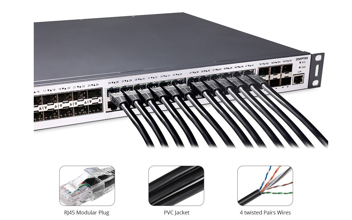 1.5ft (0.45m) Black Cat6 Ethernet Network Patch Cable Snagless Unshielded (UTP), 26AWG, 1000Base-T