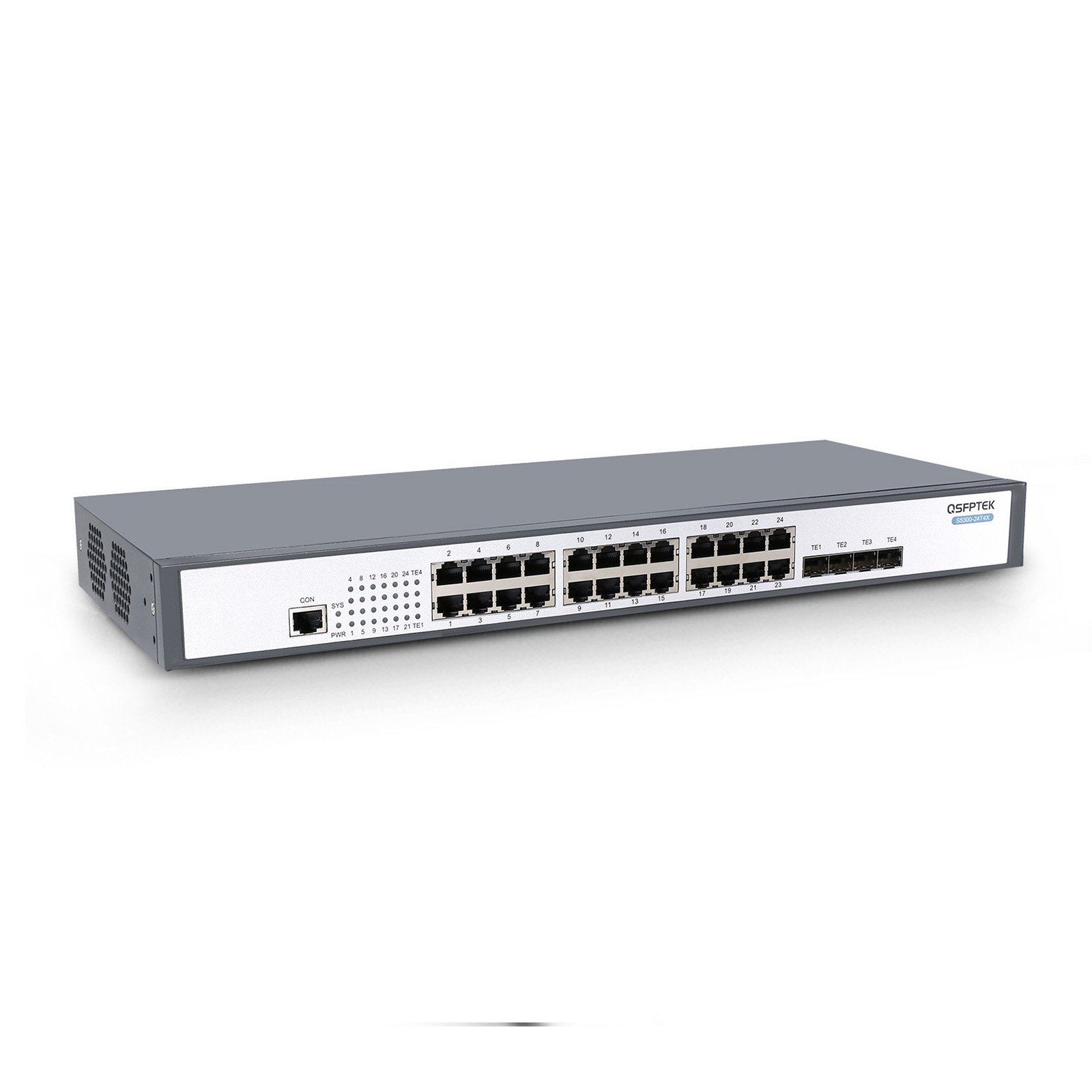 24-Port Fanless Gigabit Ethernet L2+ Stackable Switch with 10G Uplinks ...