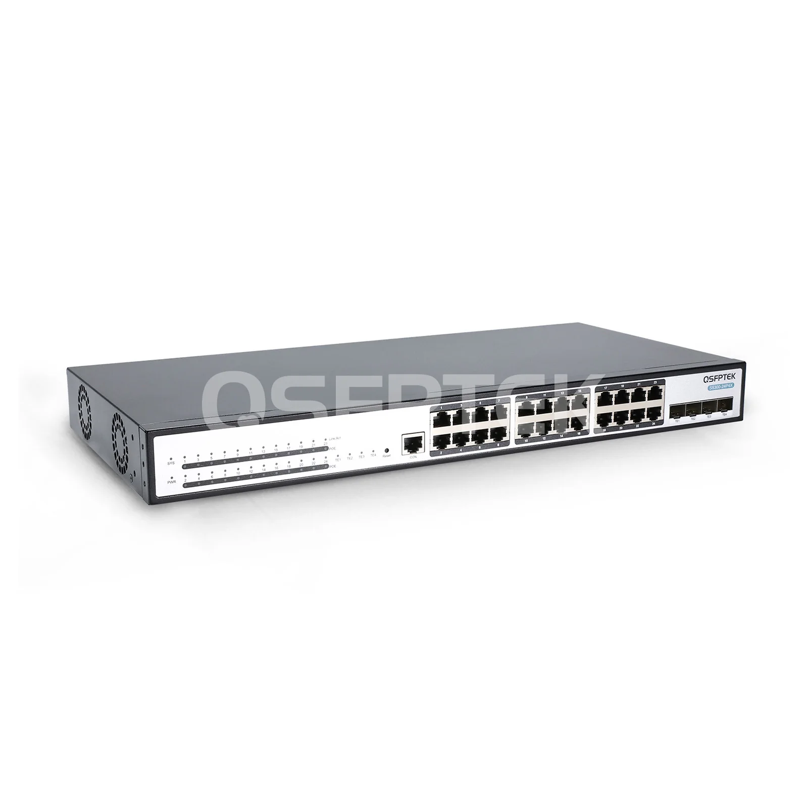 24-Port Ethernet L2+ 1G/10G PoE Switch, 24x PoE+ Ports@370W with 4x ...