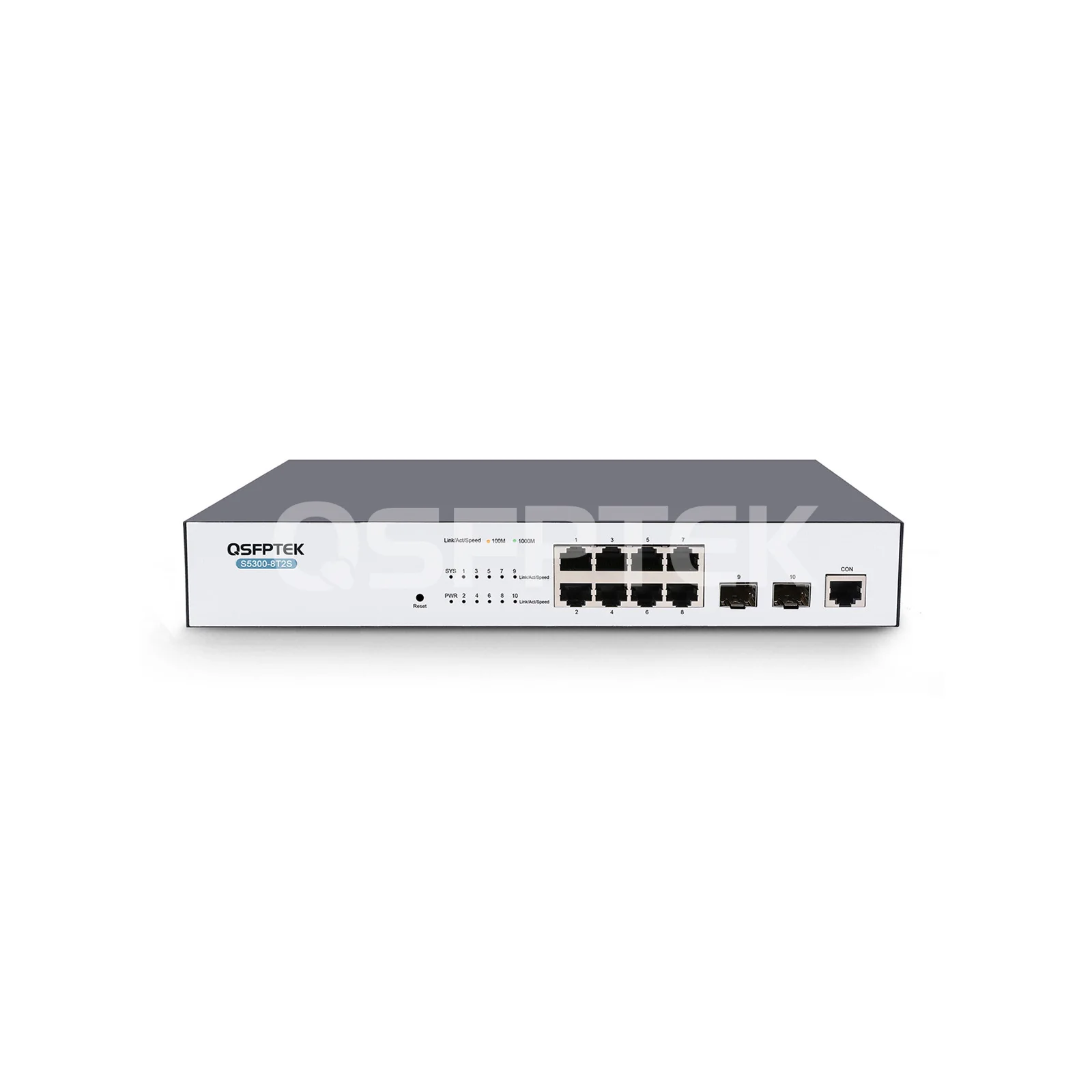 S5300-8T2S 8-Port Fanless Gigabit Ethernet L2+ Access Switch - QSFPTEK