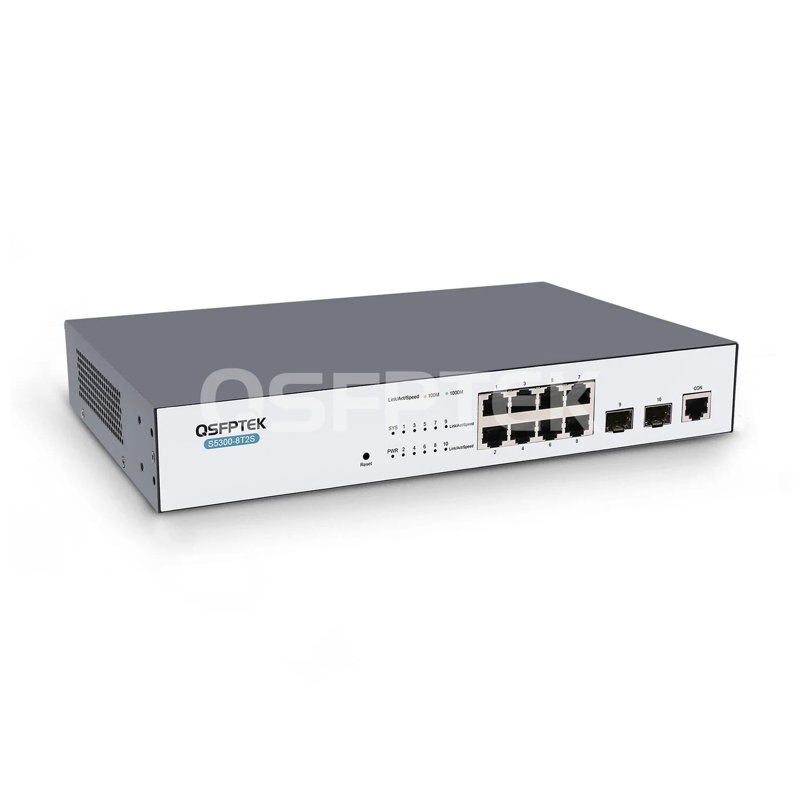 S5300-8T2S 8-Port Fanless Gigabit Ethernet L2+ Access Switch - QSFPTEK