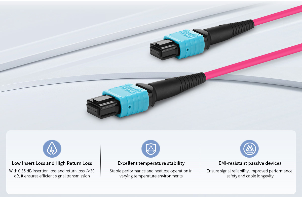 20m (66ft) MTP-12 (Female) to MTP-12 (Female) OM4 Trunk Cable, 12 ...