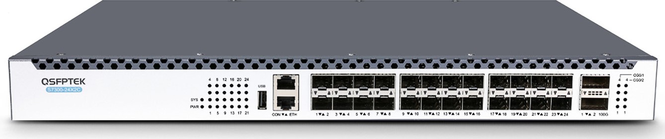 24-Port 10G Ethernet L3 Stackable Fiber Switch with 100G Uplinks, S7300 ...