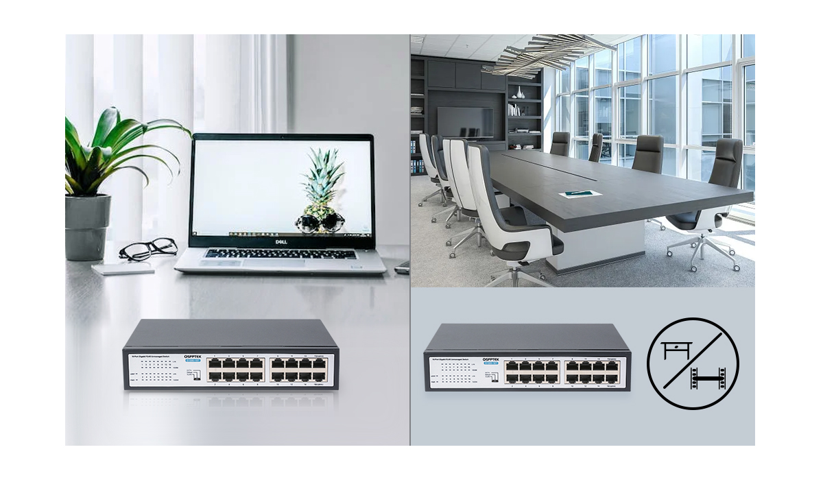 16-Port Fanless Gigabit L2 Unmanaged Switch , S1300-16T - QSFPTEK