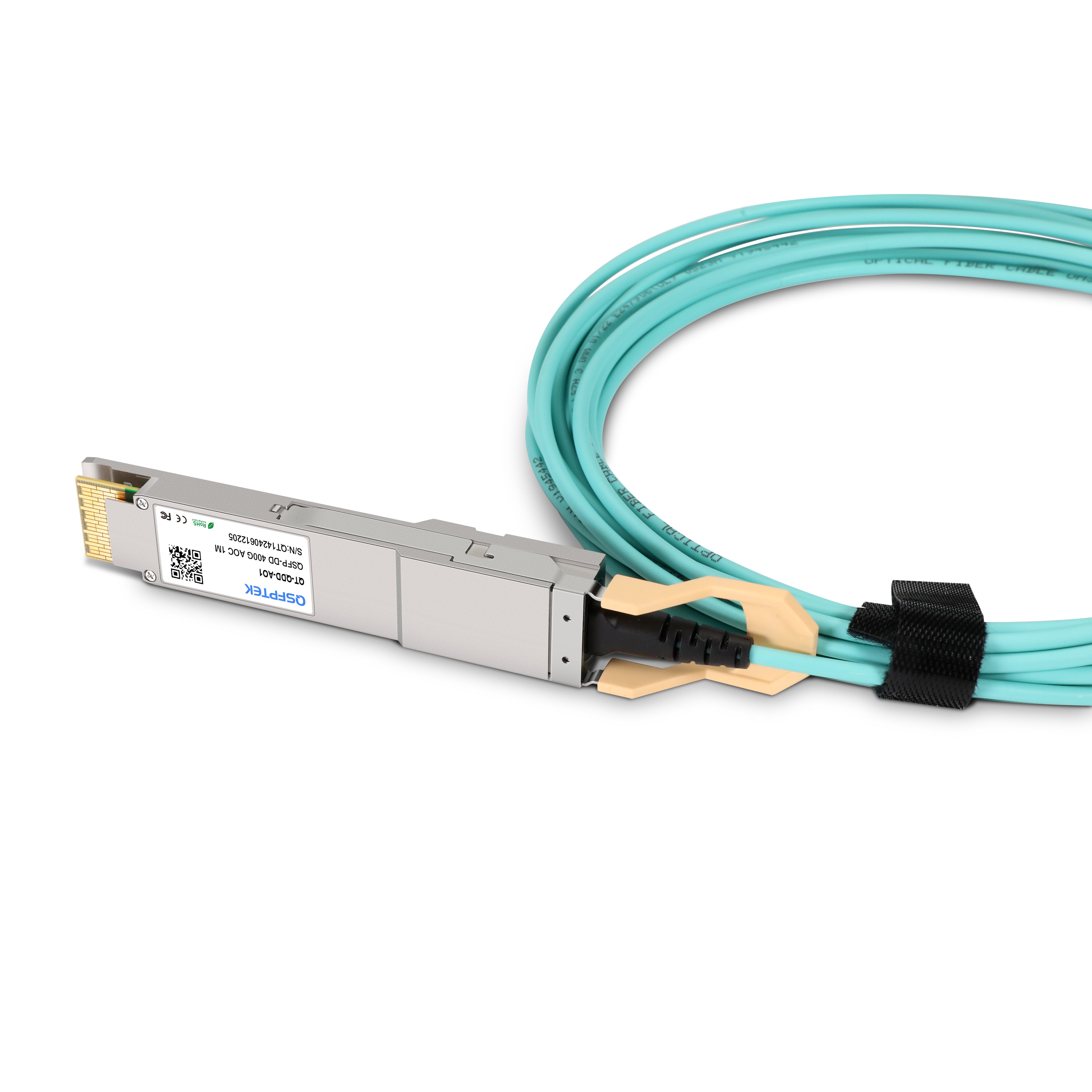 1m (3ft) Generic Compatible 400G QSFP-DD Active Optical Cable (AOC) - QSFPTEK