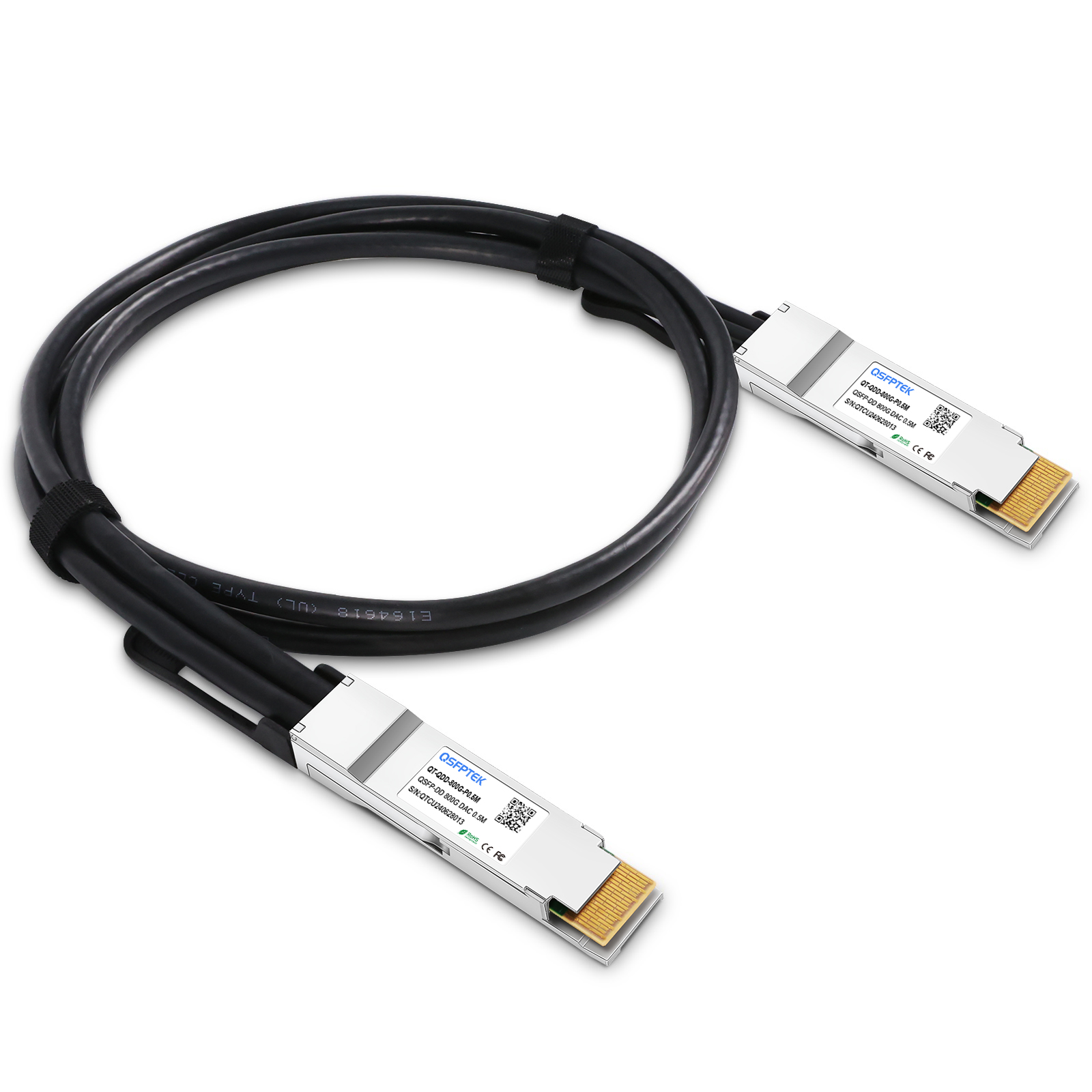 0.5m Nivida Compatible 800G QSFP-DD Passive Twinax Direct Attach Copper DAC Cable - QSFPTEK
