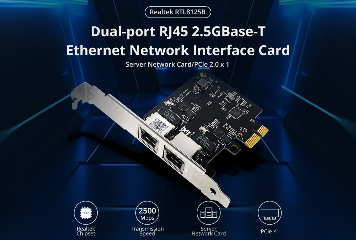 Realtek RTL8125B 2.5G Dual-Port RJ45 Ethernet Network Interface Card ...
