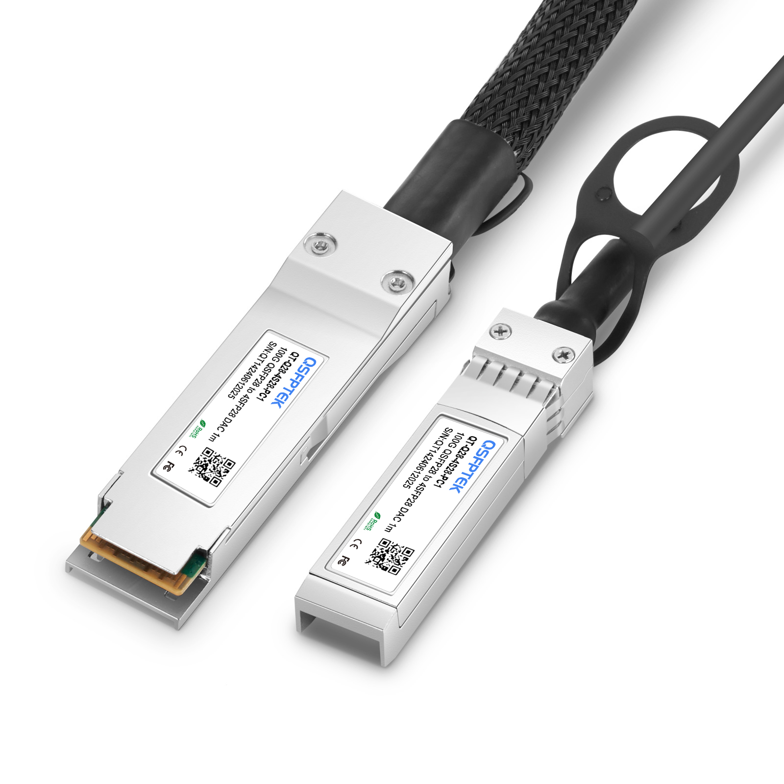 Dell DAC-Q28-4SFP28-25G-1M100G QSFP28 to 4x25G SFP28 DAC Breakout Cable - QSFPTEK