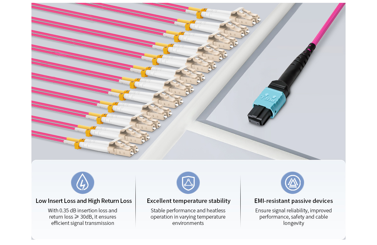 6m 3ft MPO-24 to 12x LC Duplex 24 Fibers LSZH OM4 Multimode Elite ...