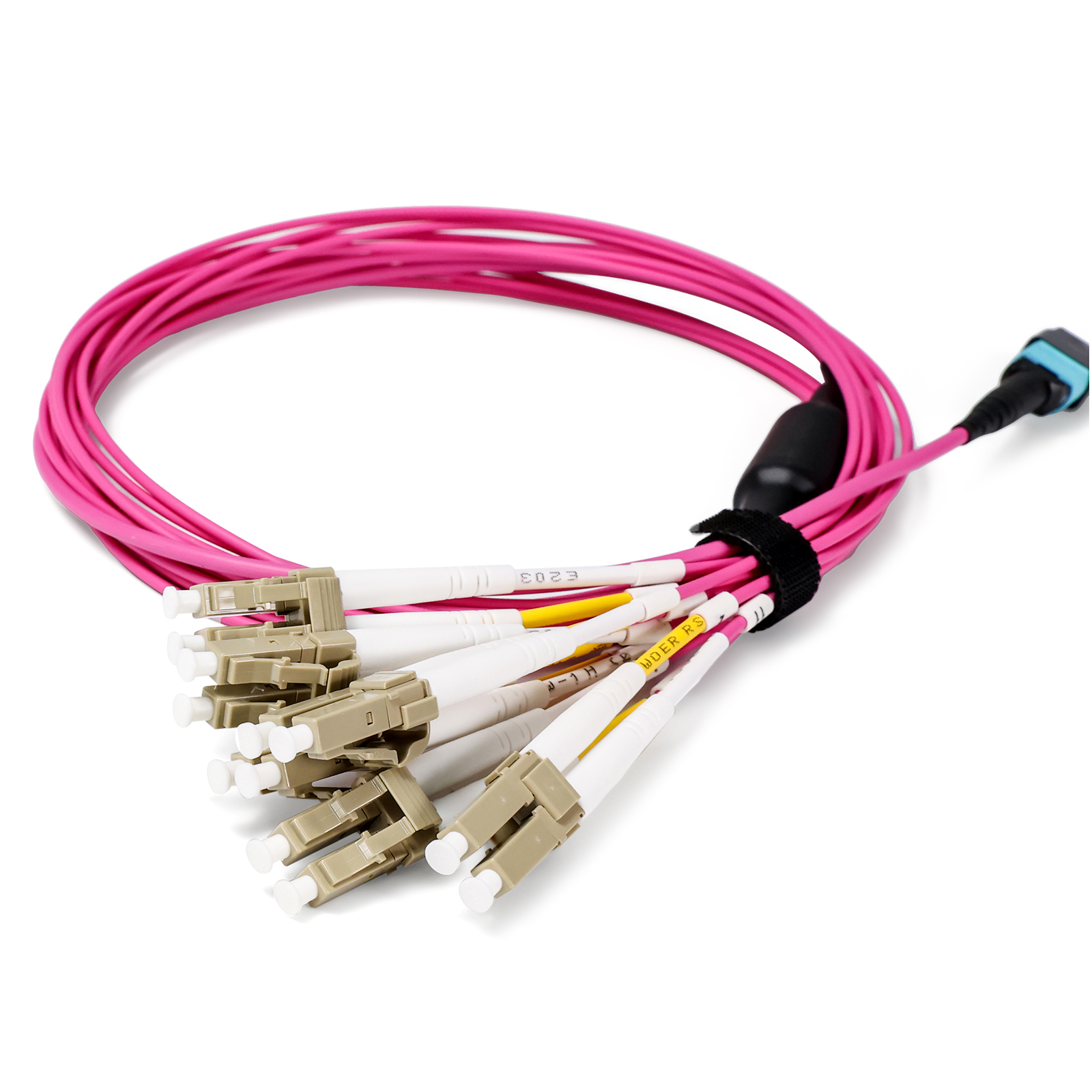 15m (49ft) MPO-12 (Female) to 6x LC UPC Duplex 12 Fibers Type B LSZH ...