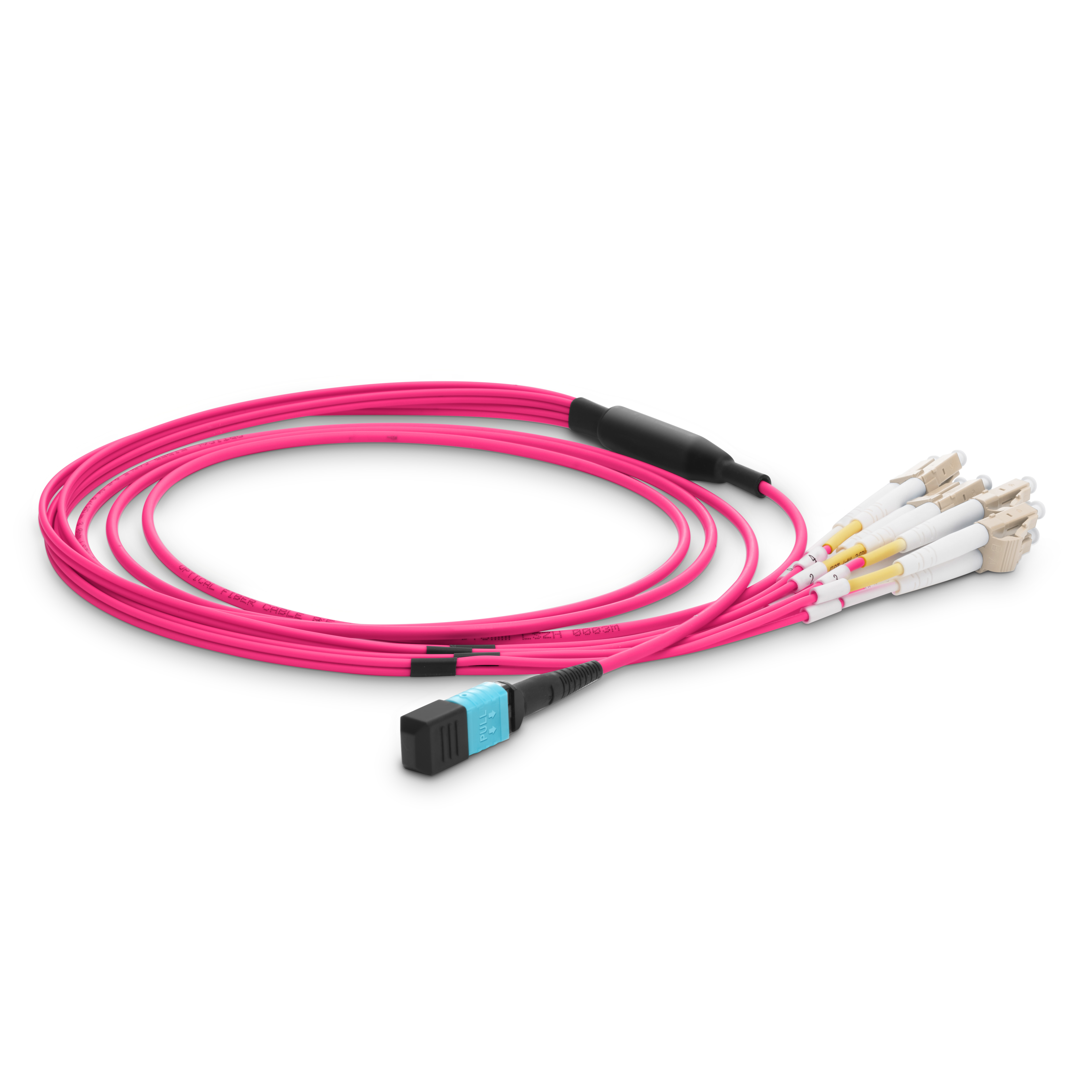 15m (49ft) MPO-8 (Female) to 4x LC UPC Duplex 8 Fibers Type B LSZH OM4 ...