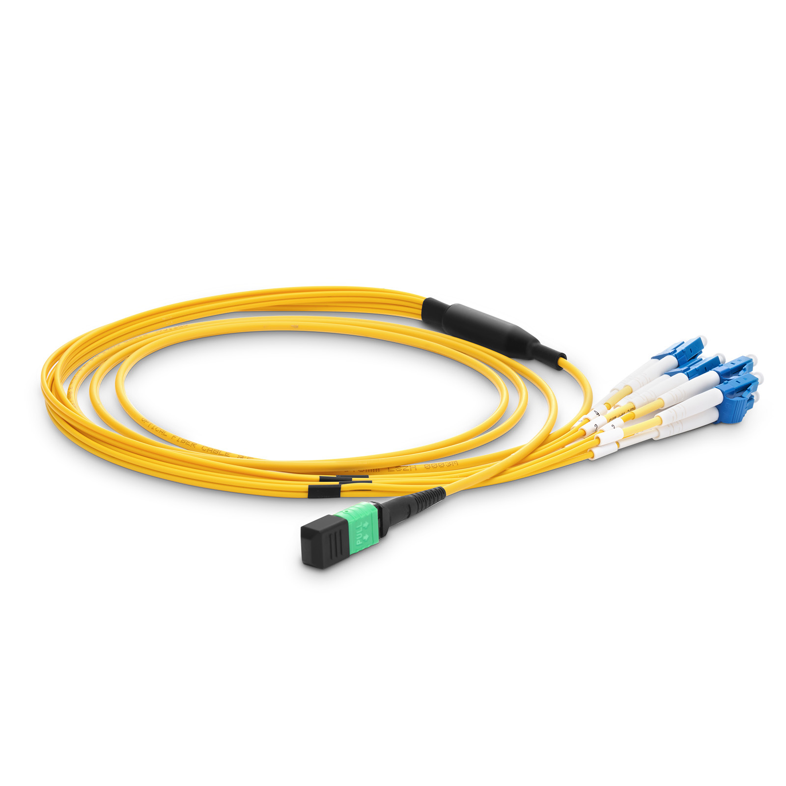 12m (39ft) MPO-8 APC (Female) to 4x LC UPC Duplex OS2 Singlemode Elite ...
