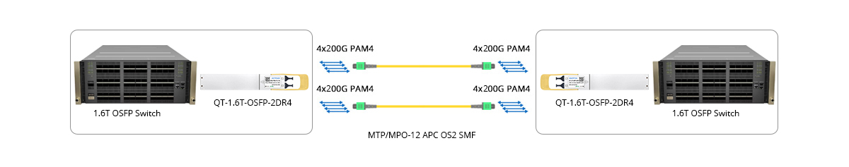 NVIDIA Mellanox MMS4A00-XM/MMS4C10 Compatible 1.6T OSFP224 2DR4 500m ...